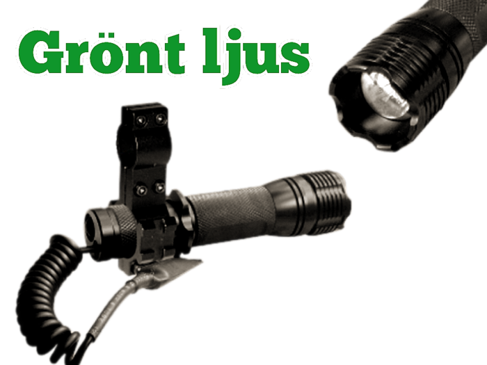 Eftersökslampa (grönt ljus) att fästa på vapen, når 200 meter ...
